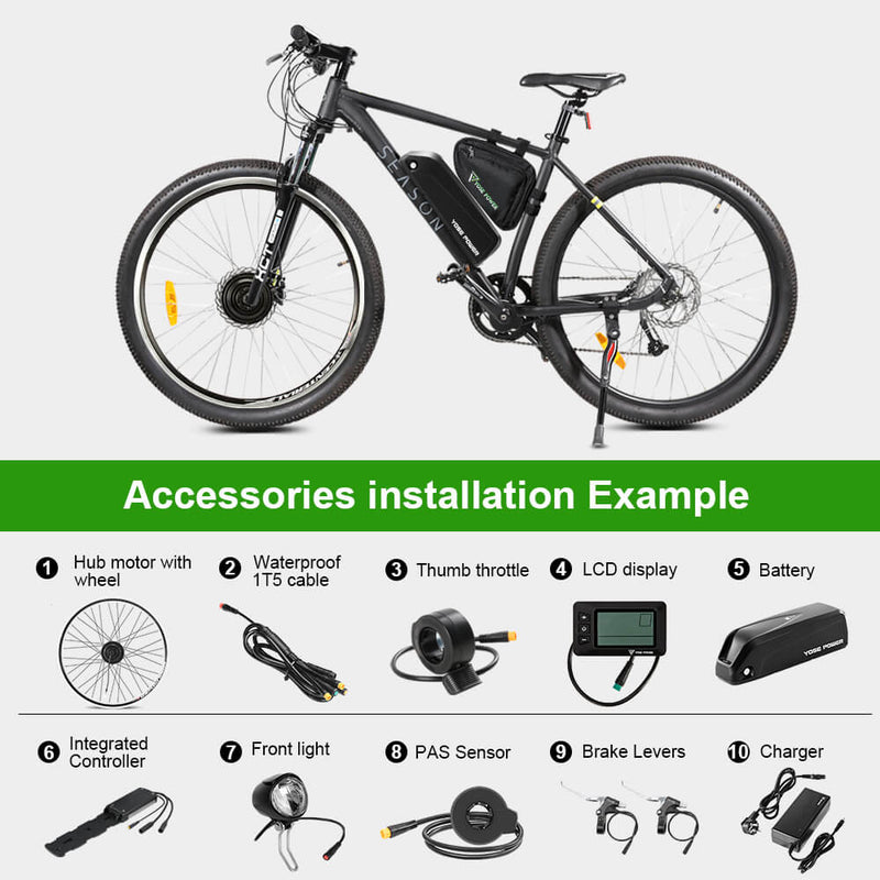 E-Bike Conversion Kit 36V 250W 26" Front Motor Kit with HL1 36V 18Ah B ...